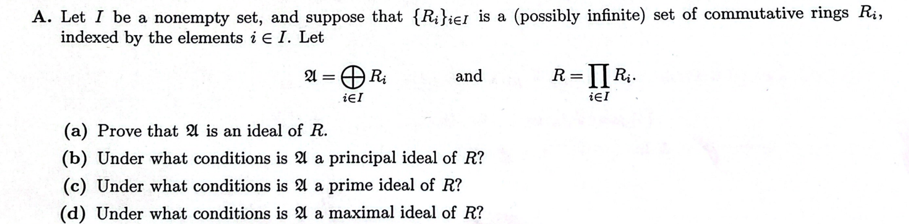 Solved A. Let I be a nonempty set, and suppose that {Ri}i∈I | Chegg.com