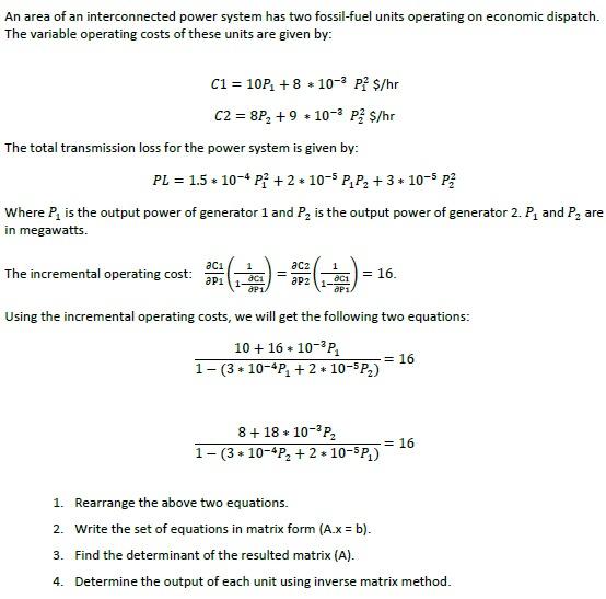 Solved An area of an interconnected power system has two | Chegg.com