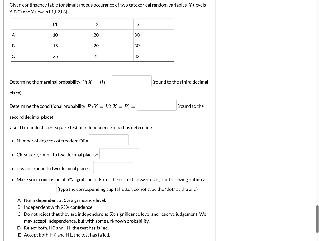Solved Given contingency table for simultaneous occurance of | Chegg.com