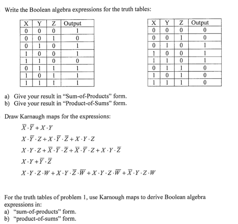 Solved Write the Boolean algebra expressions for the truth | Chegg.com