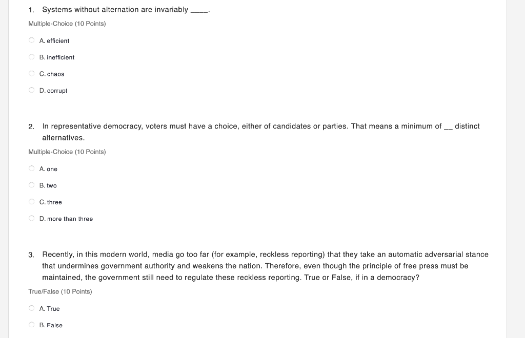 1. Systems without alternation are invariably. | Chegg.com