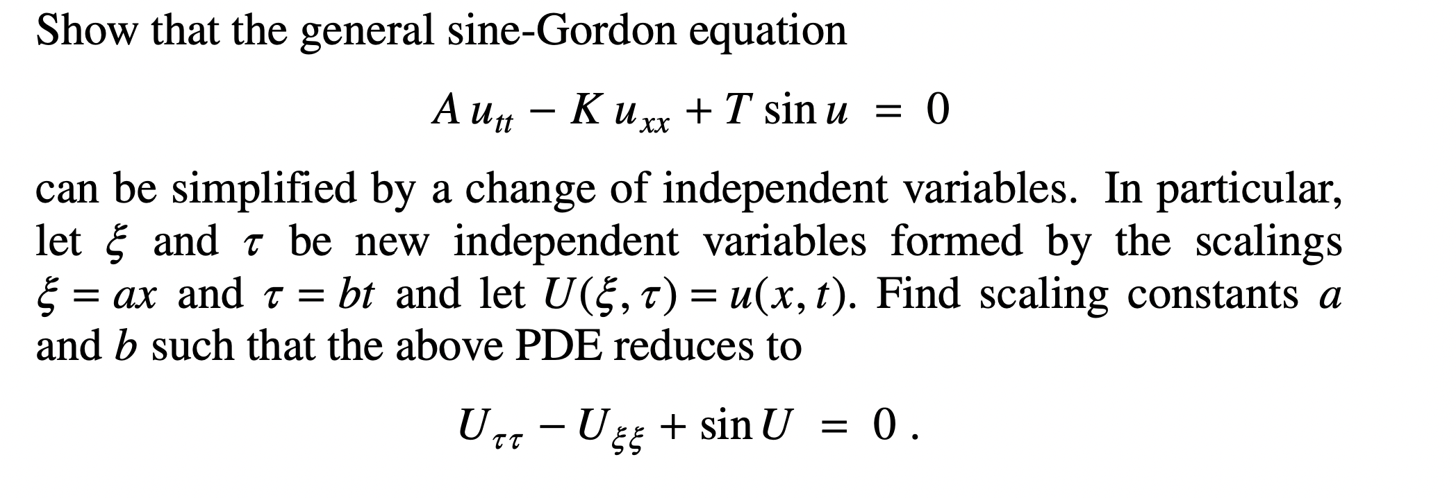 Solved Show That The General Sine Gordon Equation