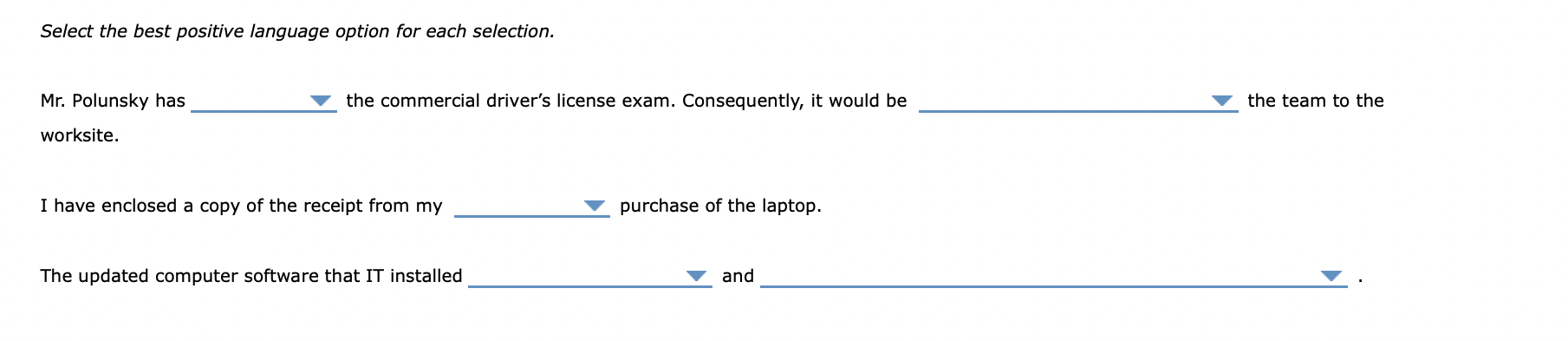 Select the best positive language option for each | Chegg.com
