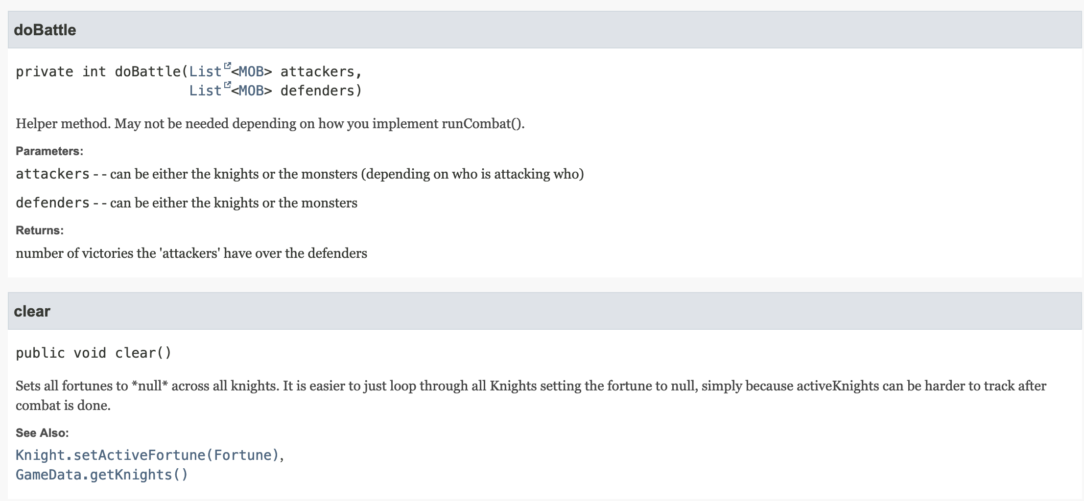 Solved public void start() Starts the game, causing it to | Chegg.com