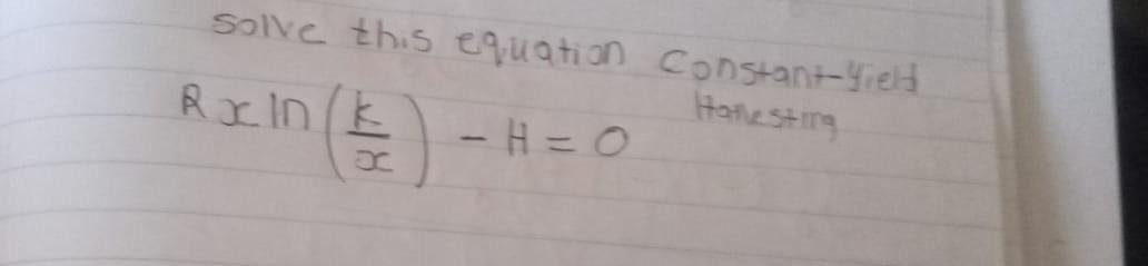 Solved Rxln(xk)−H=0 | Chegg.com