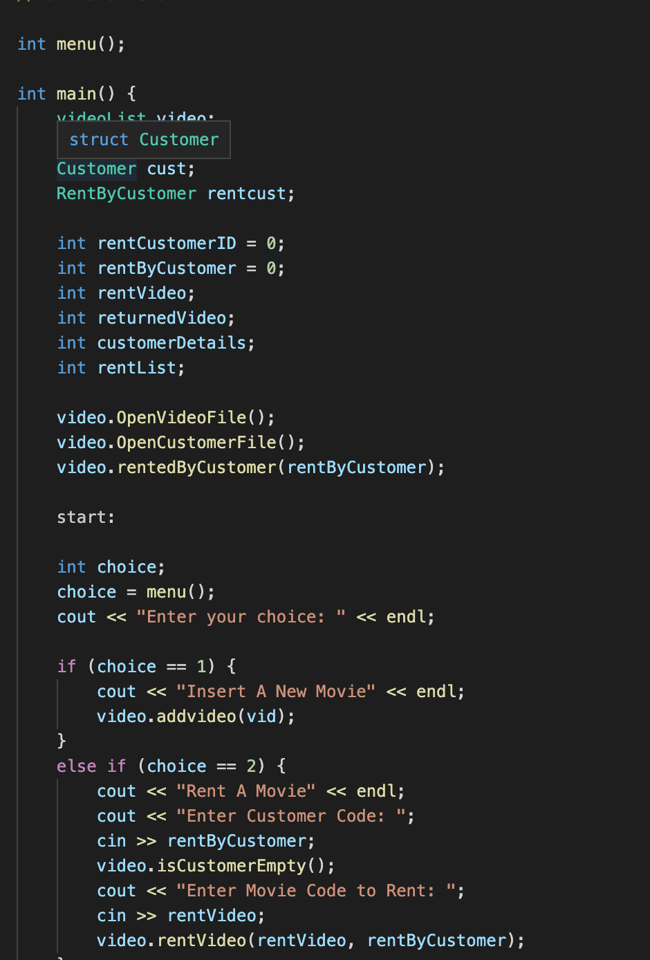 Solved The code is about renting movies: explain each | Chegg.com