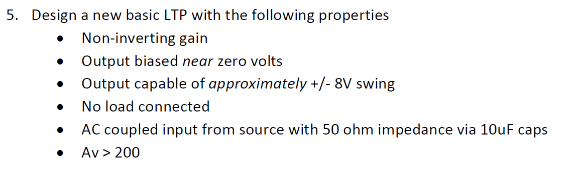 Solved 5. Design a new basic LTP with the following | Chegg.com
