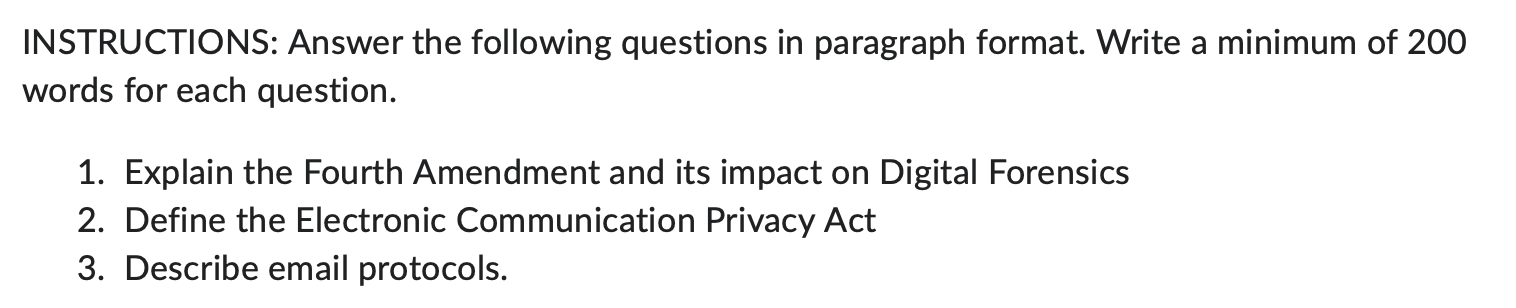 Solved INSTRUCTIONS: Answer the following questions in | Chegg.com