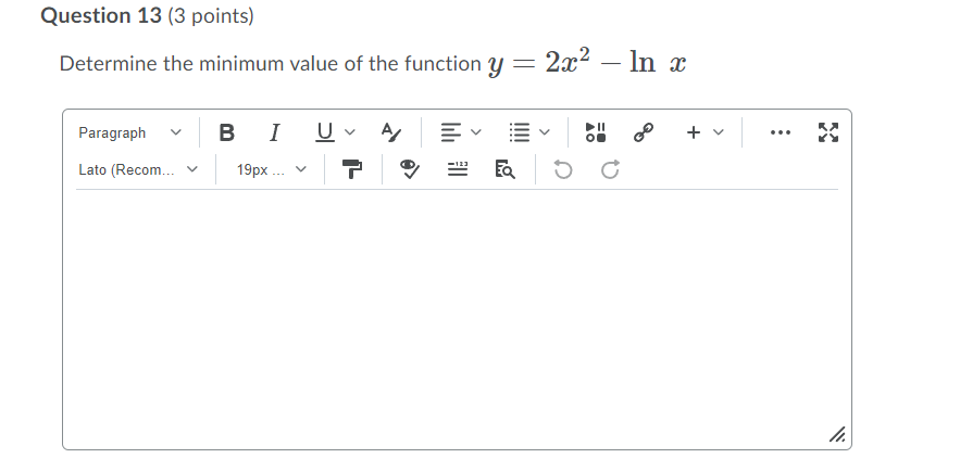 Solved Question 13 (3 points) Determine the minimum value of | Chegg.com