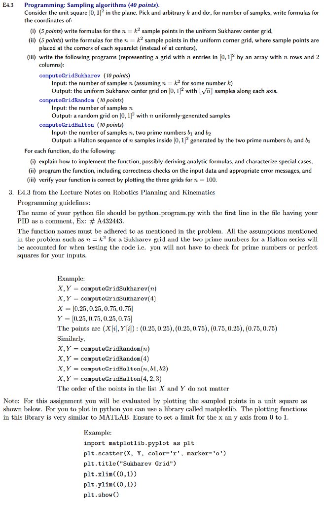 Solved E4.3 Programming: Sampling algorithms (40 points) | Chegg.com