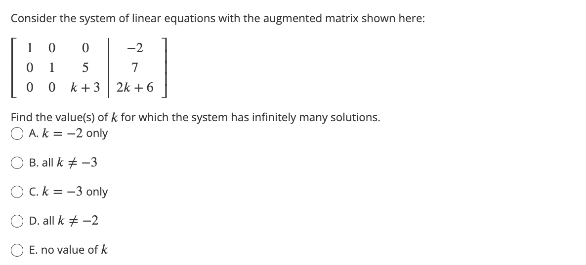 Solved Consider the system of linear equations with the | Chegg.com