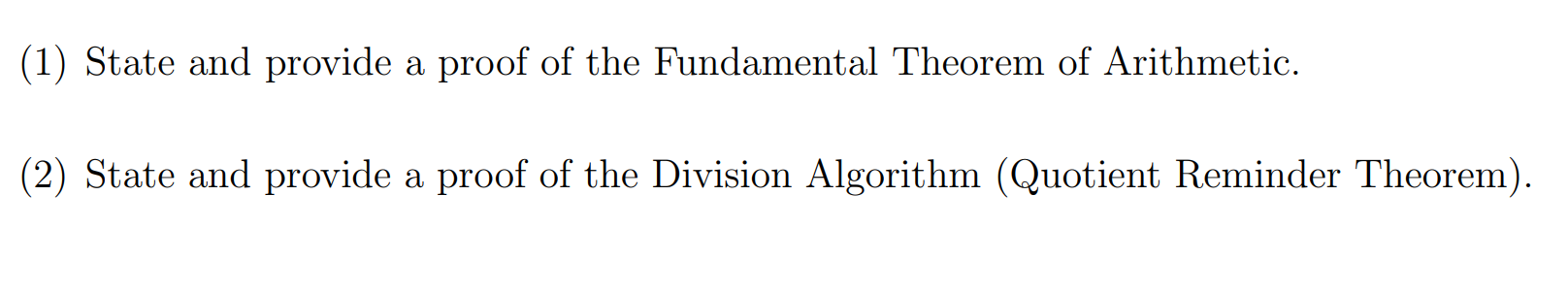 Solved (1) State and provide a proof of the Fundamental | Chegg.com