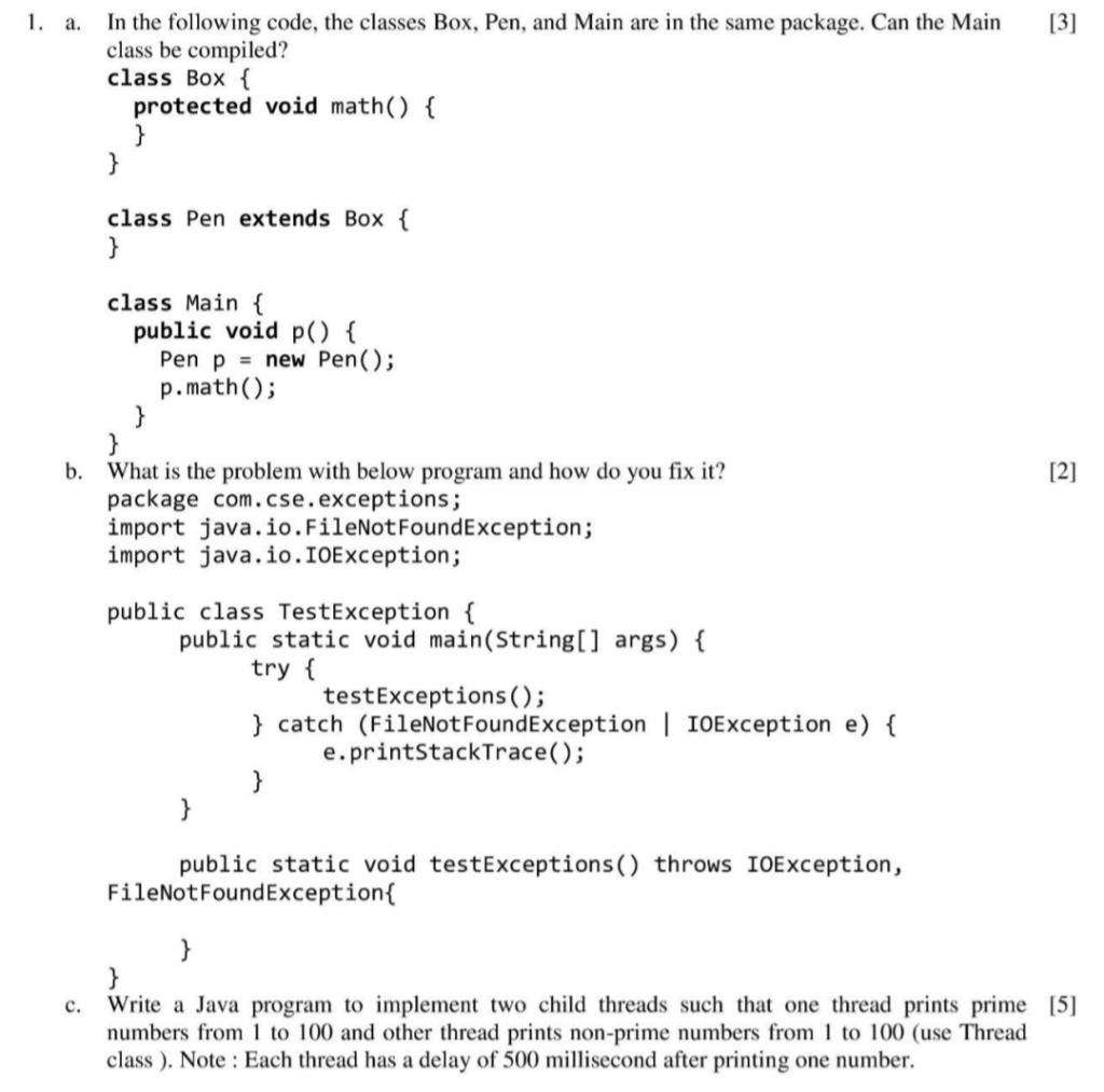 Solved 1. a. [3] In the following code, the classes Box, | Chegg.com