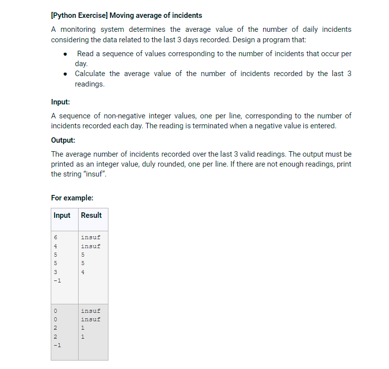 Solved [Python Exercise) Moving average of incidents A | Chegg.com