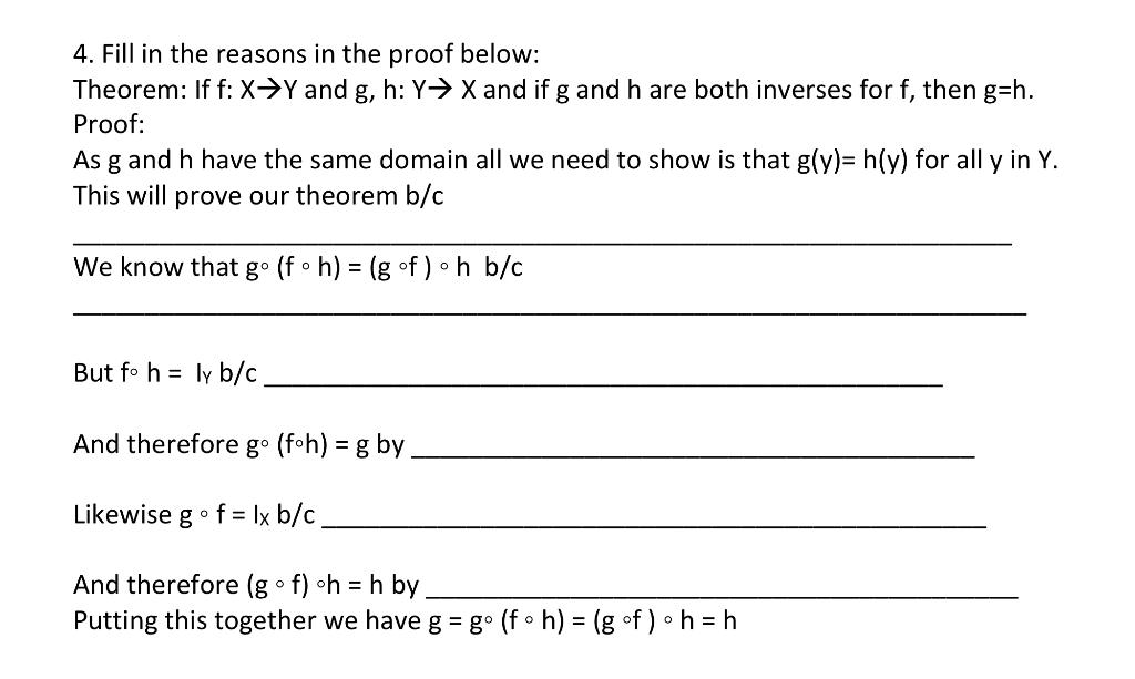 Solved 4. Fill in the reasons in the proof below: Theorem: | Chegg.com
