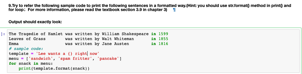 Solved 9. Try to refer the following sample code to print | Chegg.com