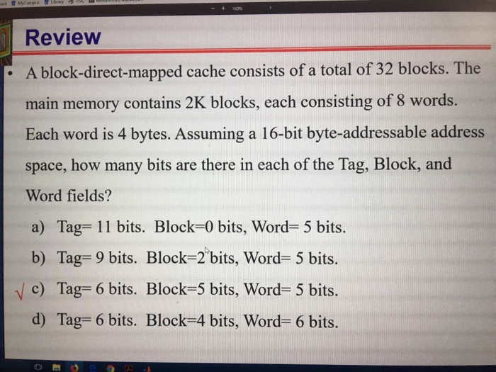 Solved Review A block-direct-mapped cache consists of a | Chegg.com
