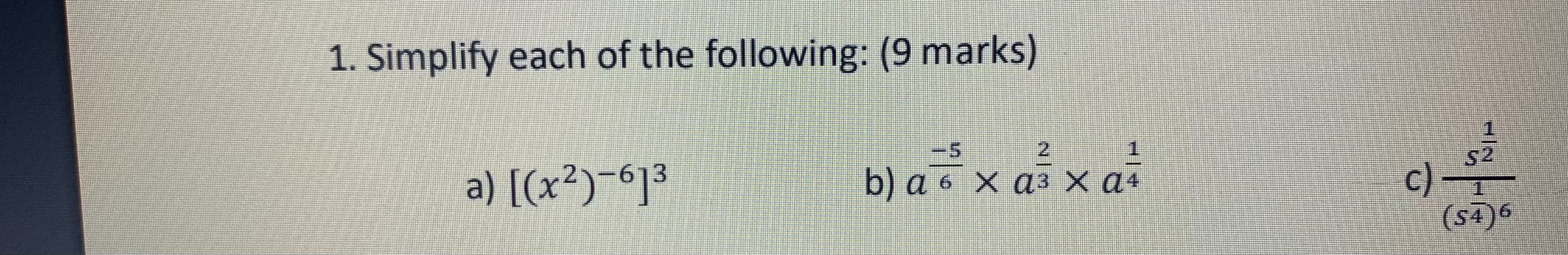Solved 1. Simplify each of the following: (9 marks) a) | Chegg.com