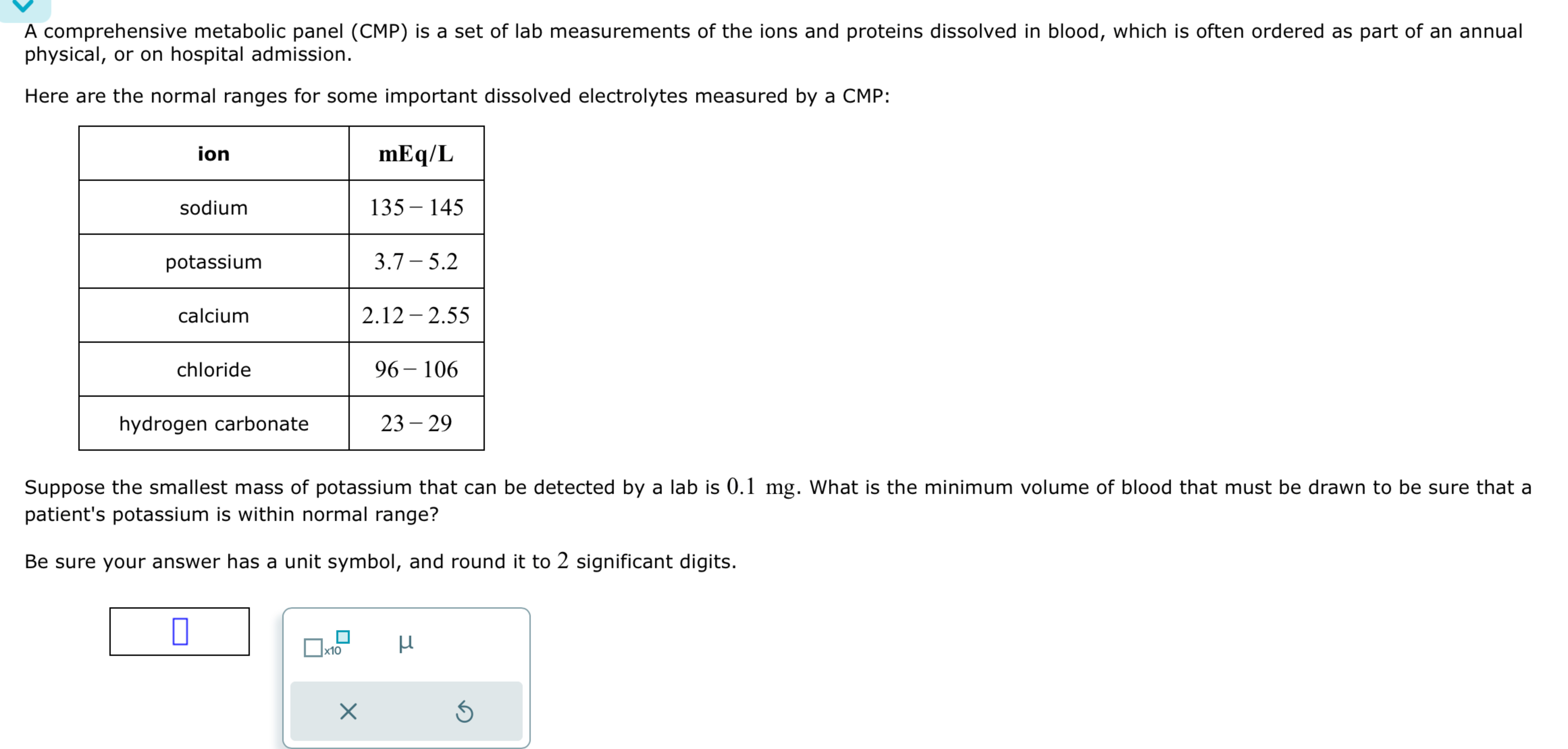 Solved A comprehensive metabolic panel (CMP) ﻿is a set of | Chegg.com