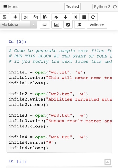 Solved Menu Trusted | Python 3。 Markdown Lli1 Validate | Chegg.com