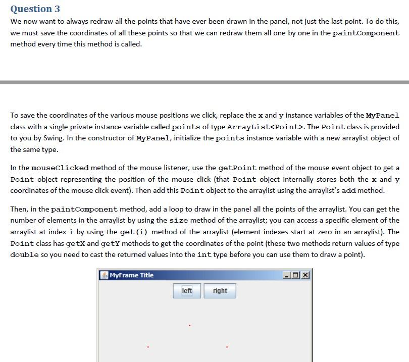 Solved Question 1 Create a MyFrame class that extends | Chegg.com