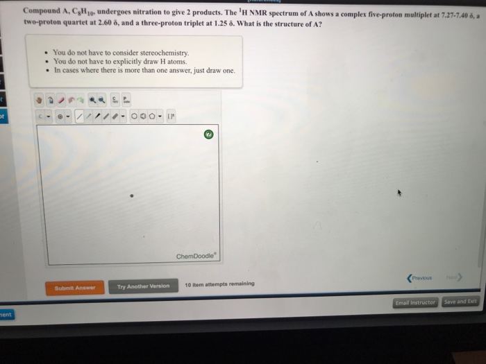 Solved Compound A, CoH1o undergoes nitration to give 2 | Chegg.com