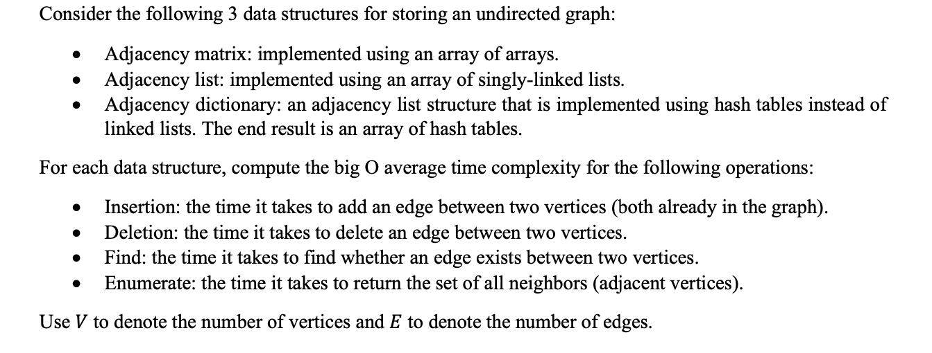 Solved Consider the following 3 data structures for storing | Chegg.com