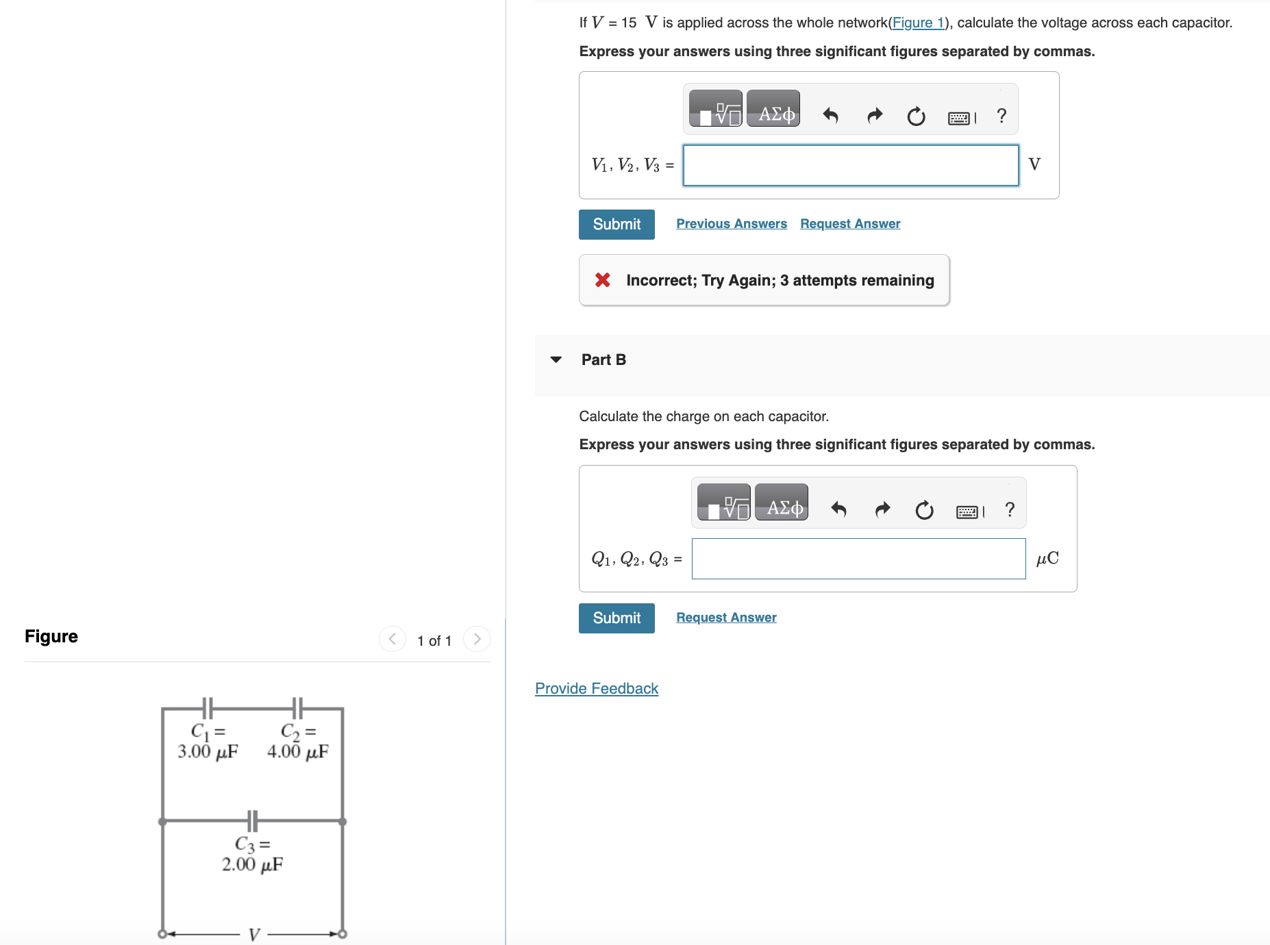 Solved If V=15 V is applied across the whole network(Figure | Chegg.com