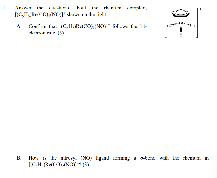 Solved Answer the questions about the rhenium complex, | Chegg.com