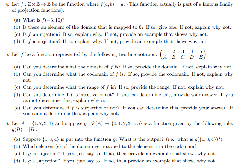Solved 4. Let f:Z×Z→Z be the function where f(a,b)=a. (This | Chegg.com