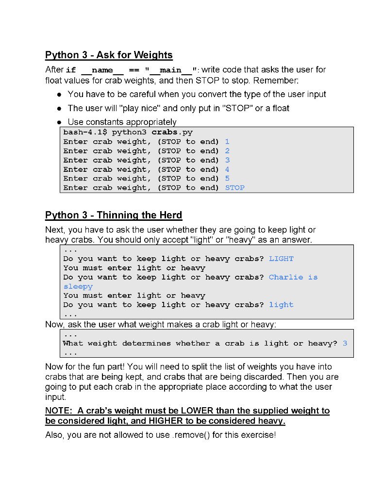 Solved == TI Python 3 - Ask for Weights After if name main | Chegg.com