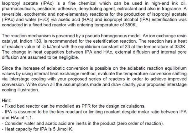 Solved Isopropyl acetate (IPAC) is a fine chemical which can | Chegg.com