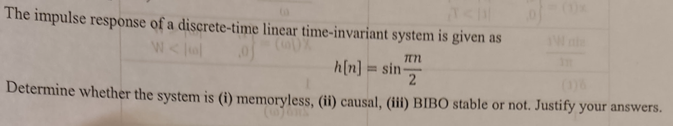Solved The impulse response of a discrete-time linear | Chegg.com