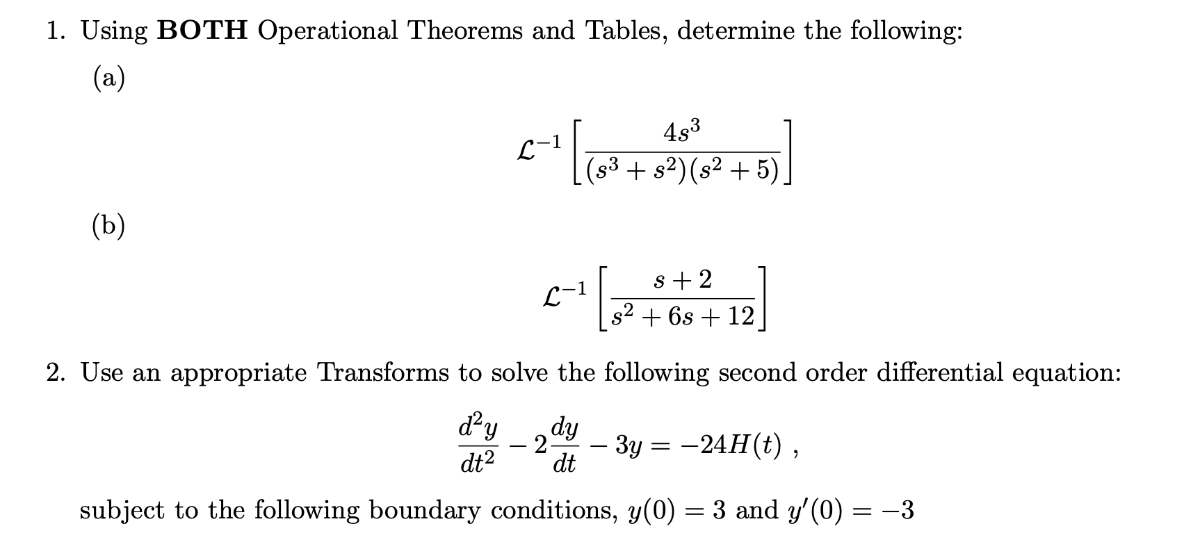 Solved Using BOTH Operational Theorems and Tables, determine | Chegg.com