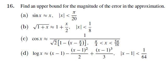 Solved 3. Find an upper bound for the magnitude of the error | Chegg.com