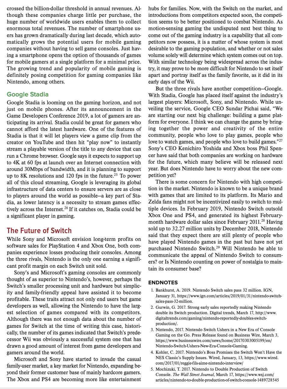 CASE 20 NINTENDO: COULD THE SWITCH TURN ON GAMERS? | Chegg.com