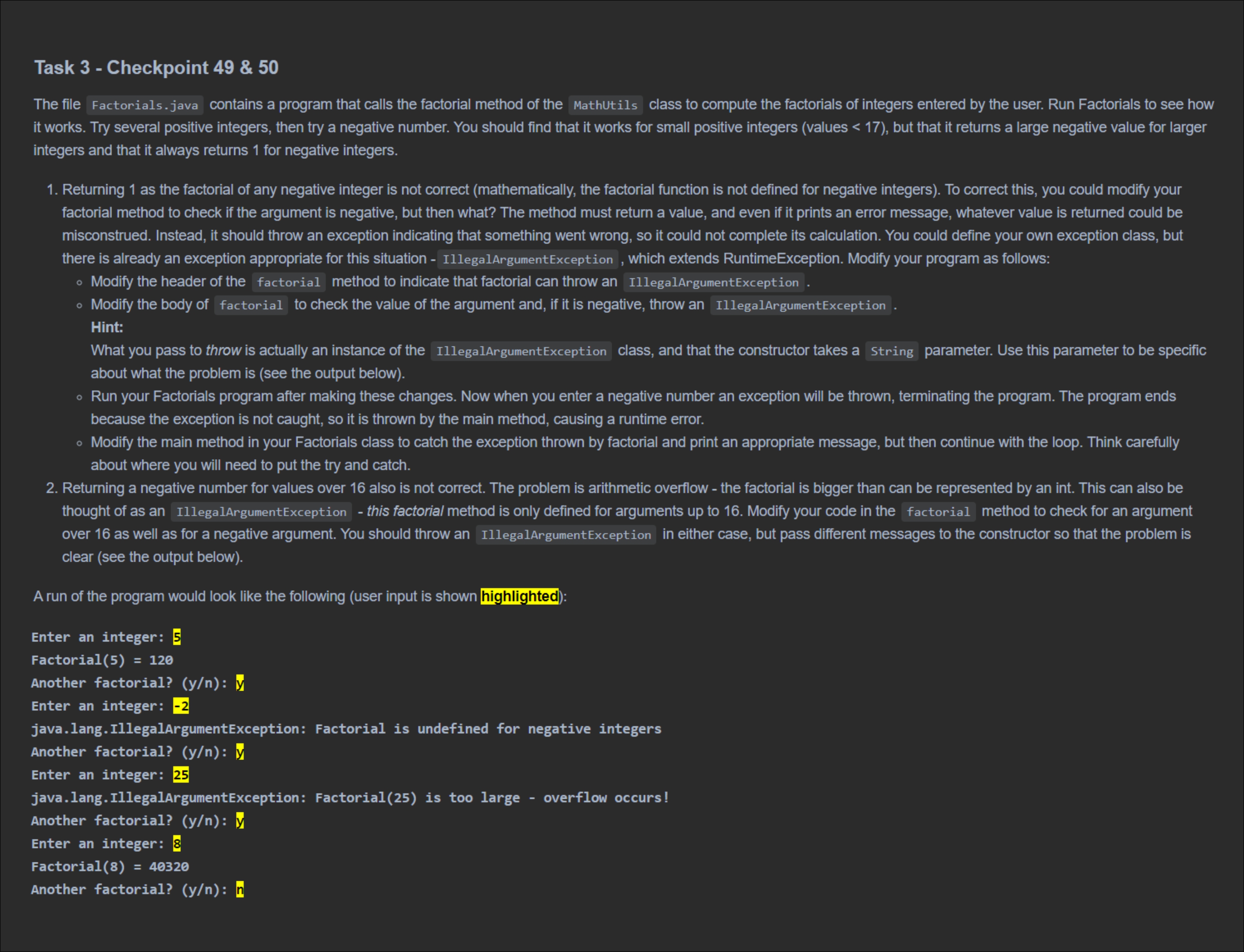 Solved Task 1 - Checkpoint 47 This checkpoint concerns | Chegg.com