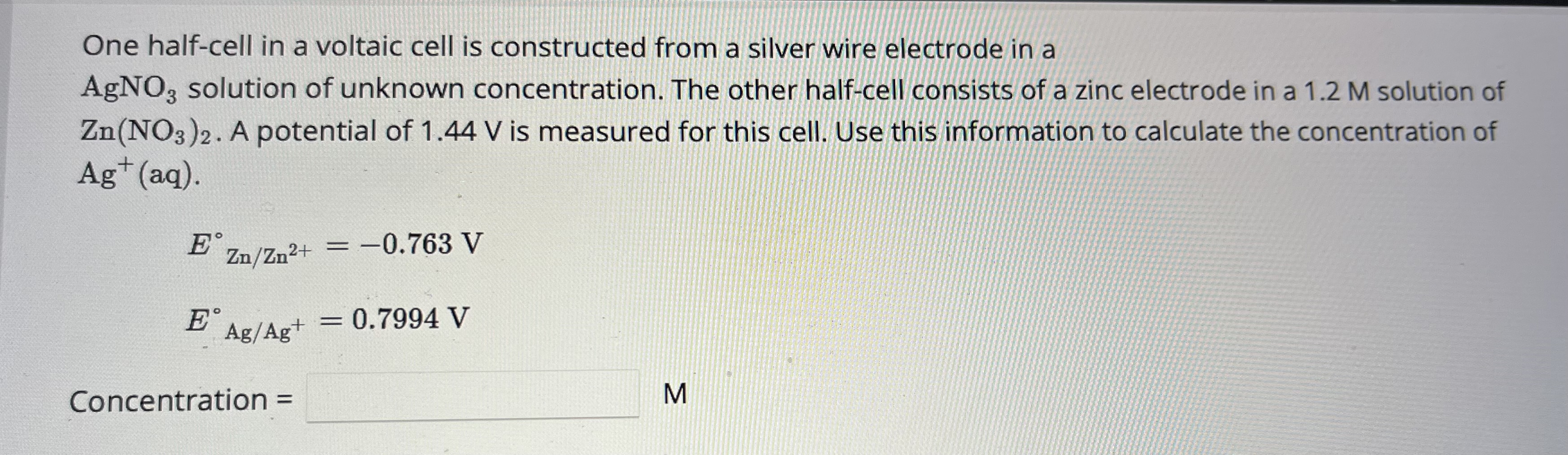 Solved One half-cell in a voltaic cell is constructed from a | Chegg.com