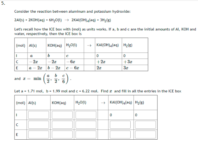 Solved 5. Consider the reaction between aluminum and | Chegg.com