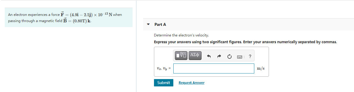 Solved A Review Constants An electron moves with velocity v | Chegg.com