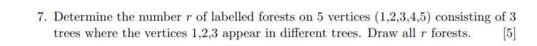 Solved 7. Determine the number r of labelled forests on 5 | Chegg.com