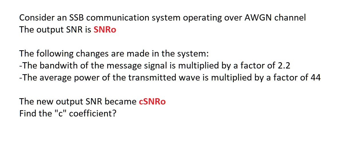 Solved Consider an SSB communication system operating over | Chegg.com