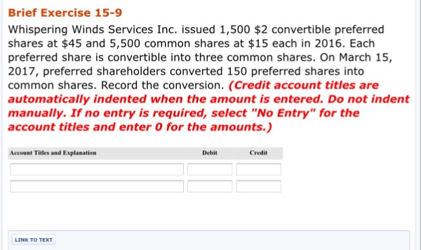 Solved Brief Exercise 15-9 Whispering Winds Services Inc. | Chegg.com Solved Brief Exercise 15-9 Whispering Winds Services Inc. | Chegg.com