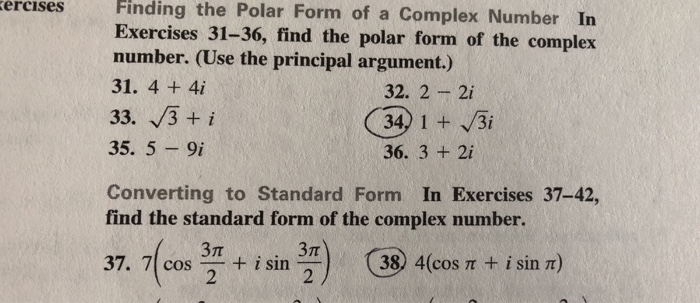 Solved ercises Finding the Polar Form of a Complex Number In | Chegg.com