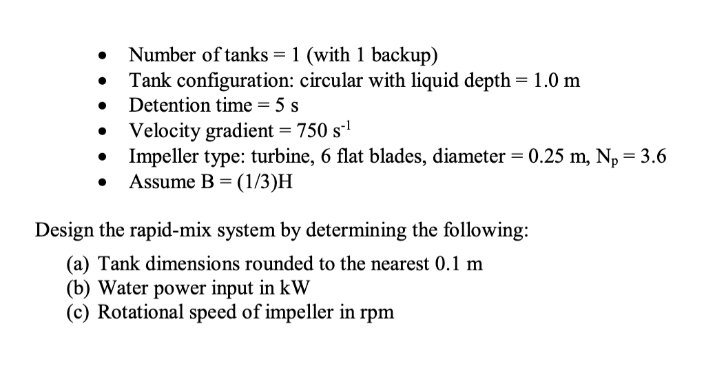 Solved The design flow rate is 0.050 m^3/s and the average | Chegg.com