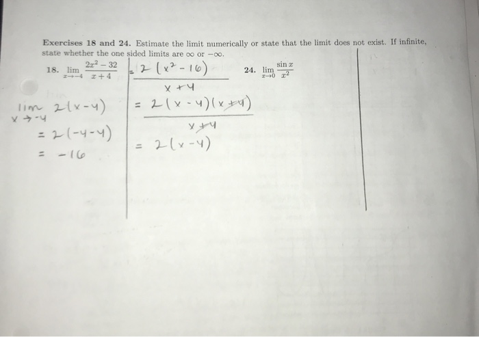Solved Exercises 18 and 24. Estimate the limit numerically | Chegg.com