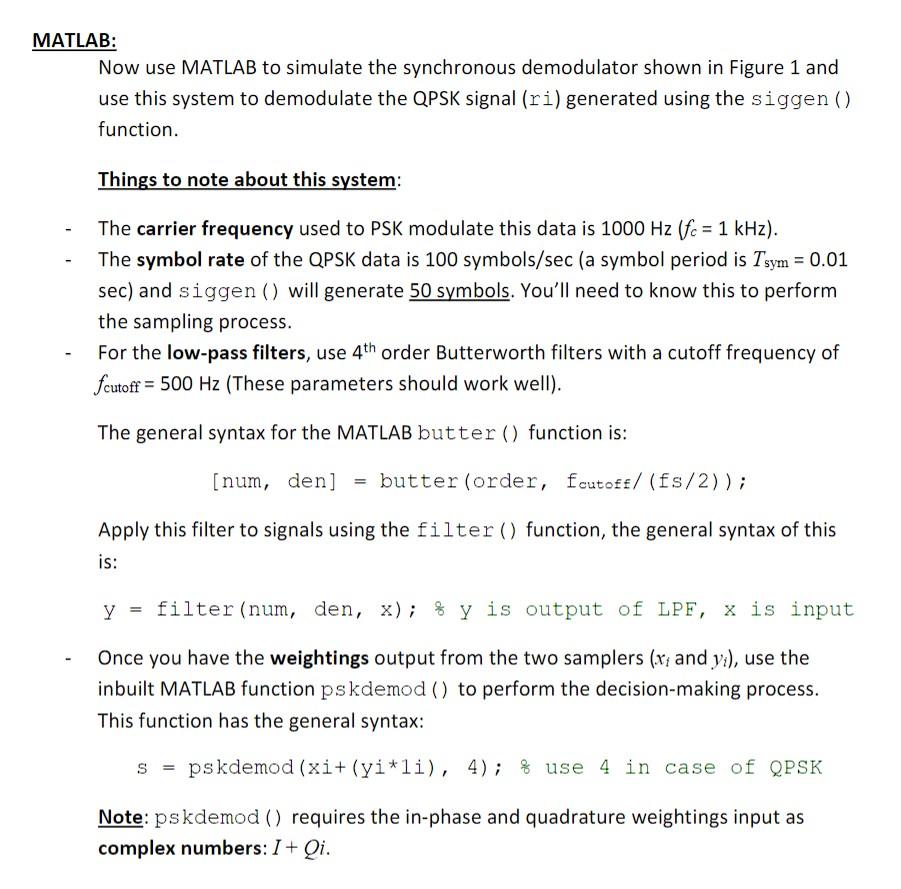 Problem: A QPSK signal has the mathematical form | Chegg.com