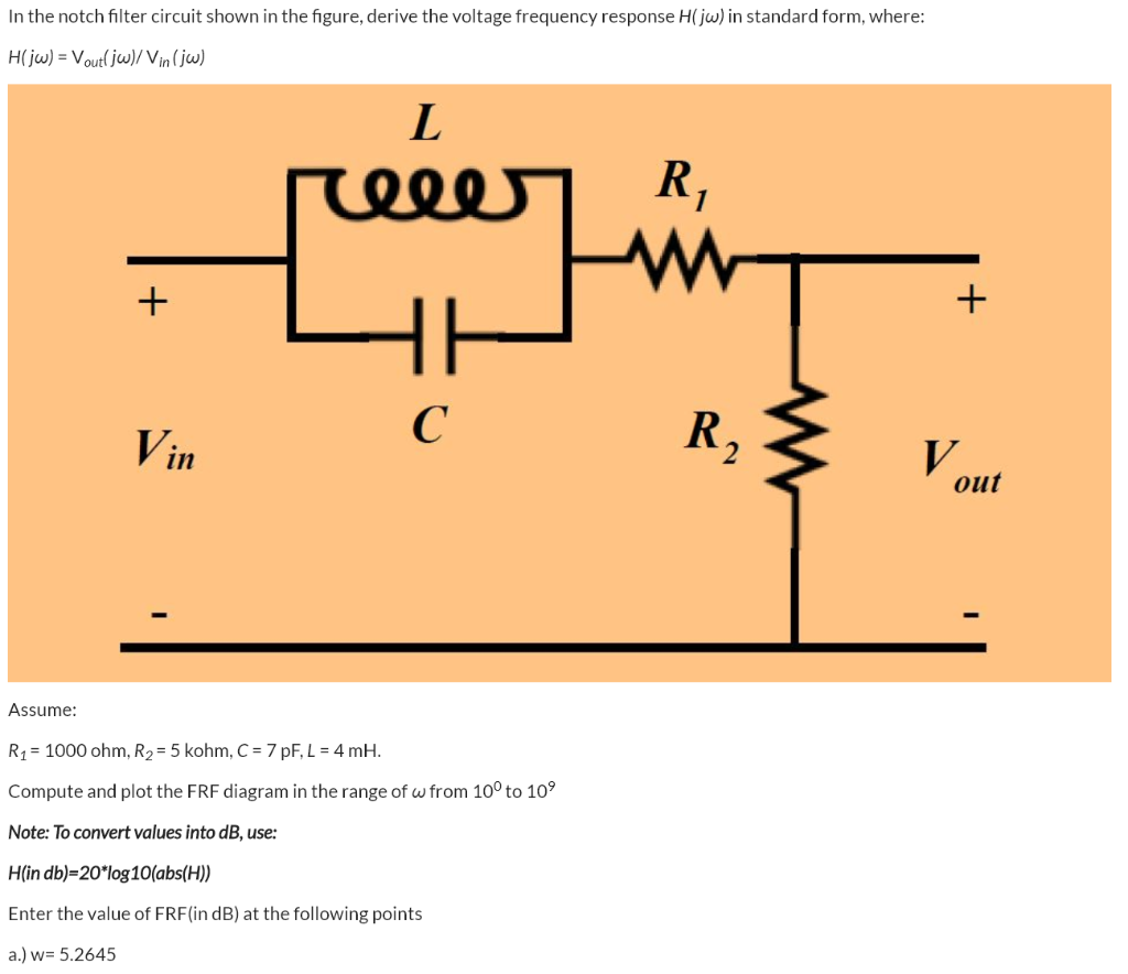 Solved In the notch filter circuit shown in the figure, | Chegg.com