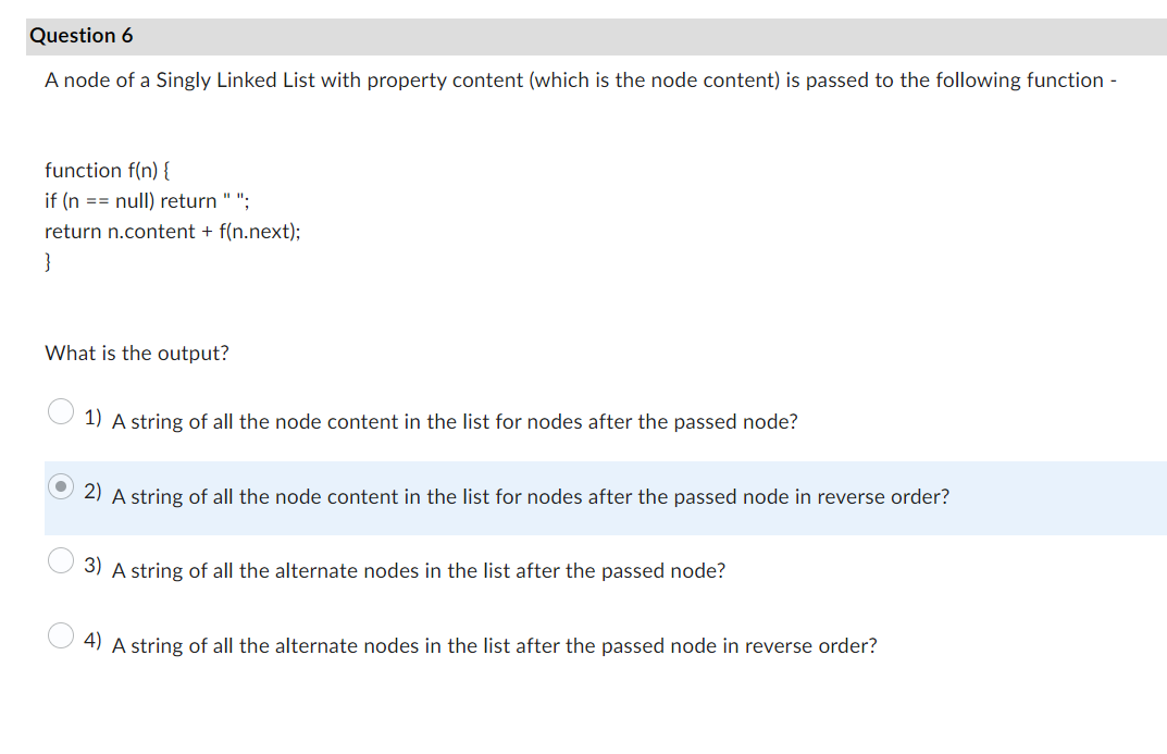 Solved A node of a Singly Linked List with property content | Chegg.com