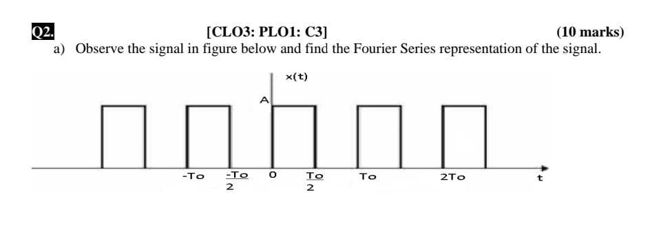 Solved Q2. [CLO3: PLO1: C3] (10 marks) a) Observe the signal | Chegg.com